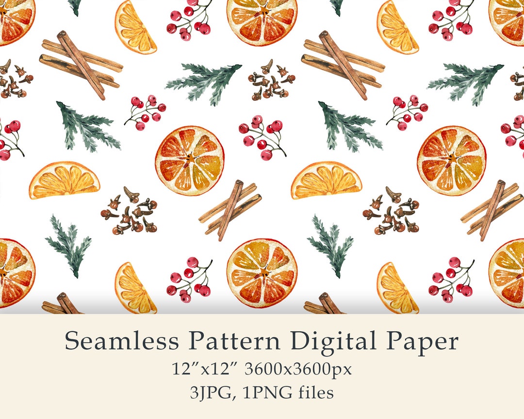 Watercolor Christmas Time Digital Paper Winter Decor Seamless Pattern ...