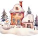 Watercolor Christmas Houses Arrangements Clipart Cozy Houses Christmas ...