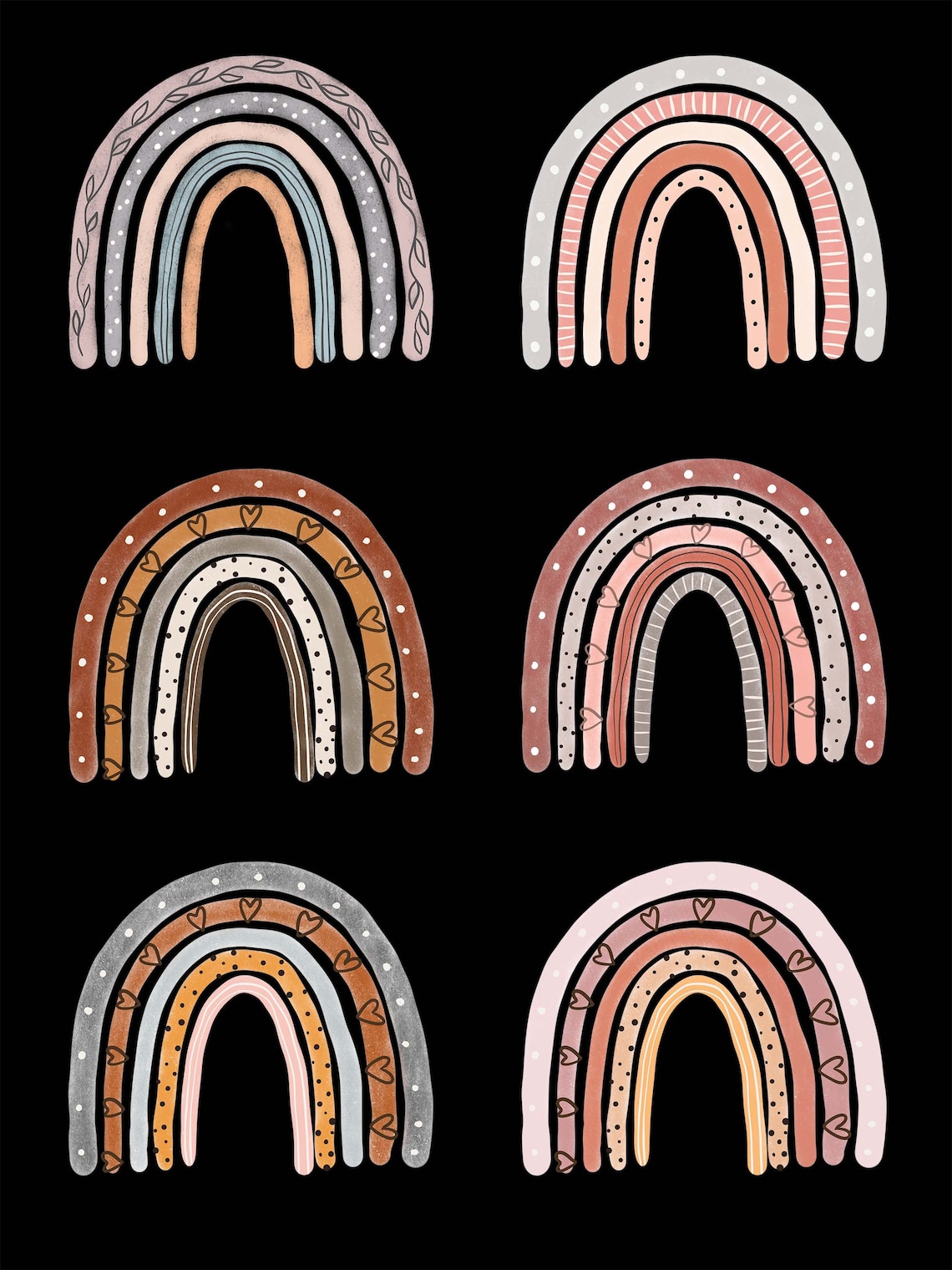 Hand Drawn Rainbow Clipart Modern Rainbow Clip Art Pink Beige Brown ...