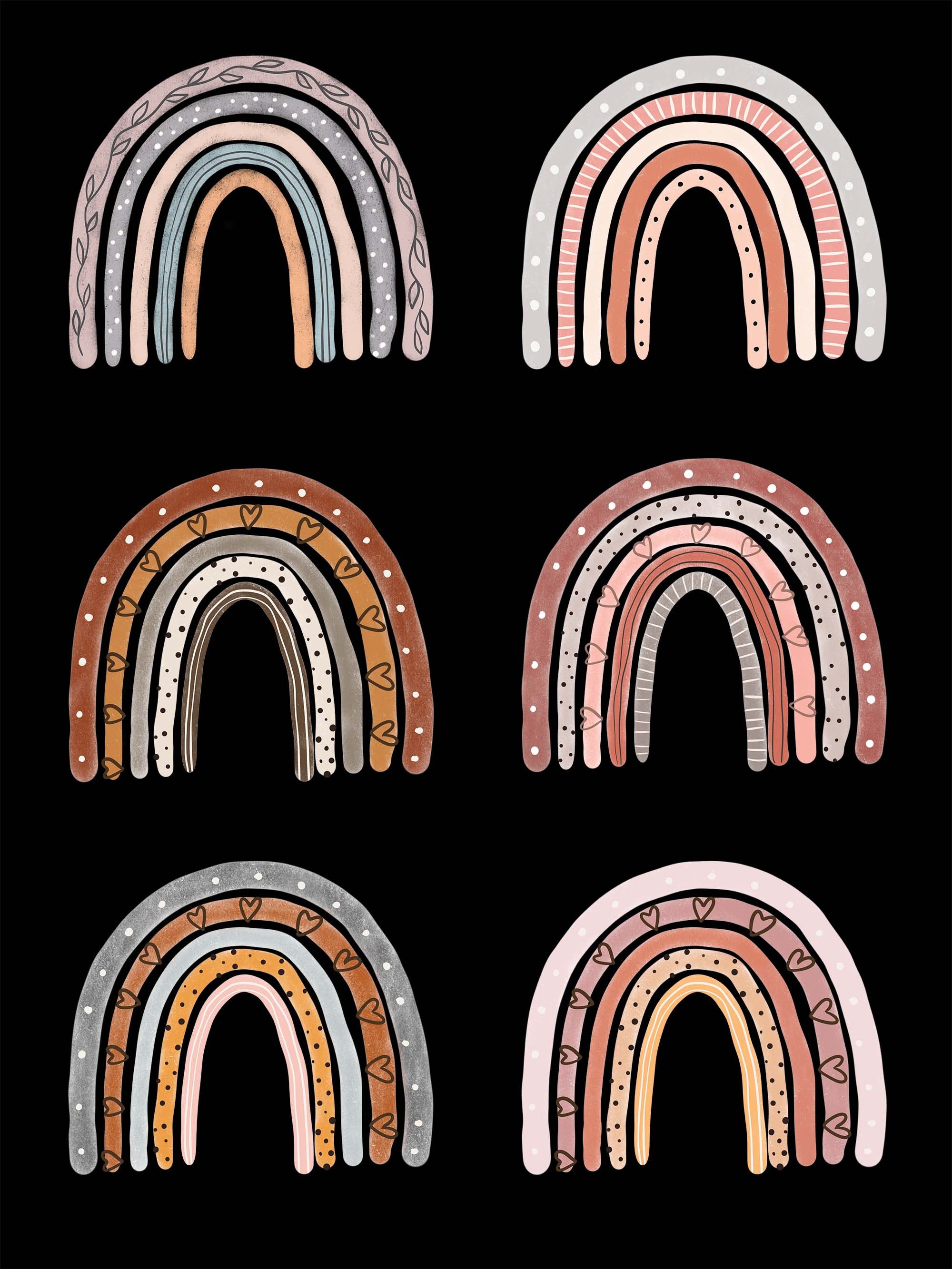 Hand Drawn Rainbow Clipart Modern Rainbow Clip Art Pink Beige Brown ...