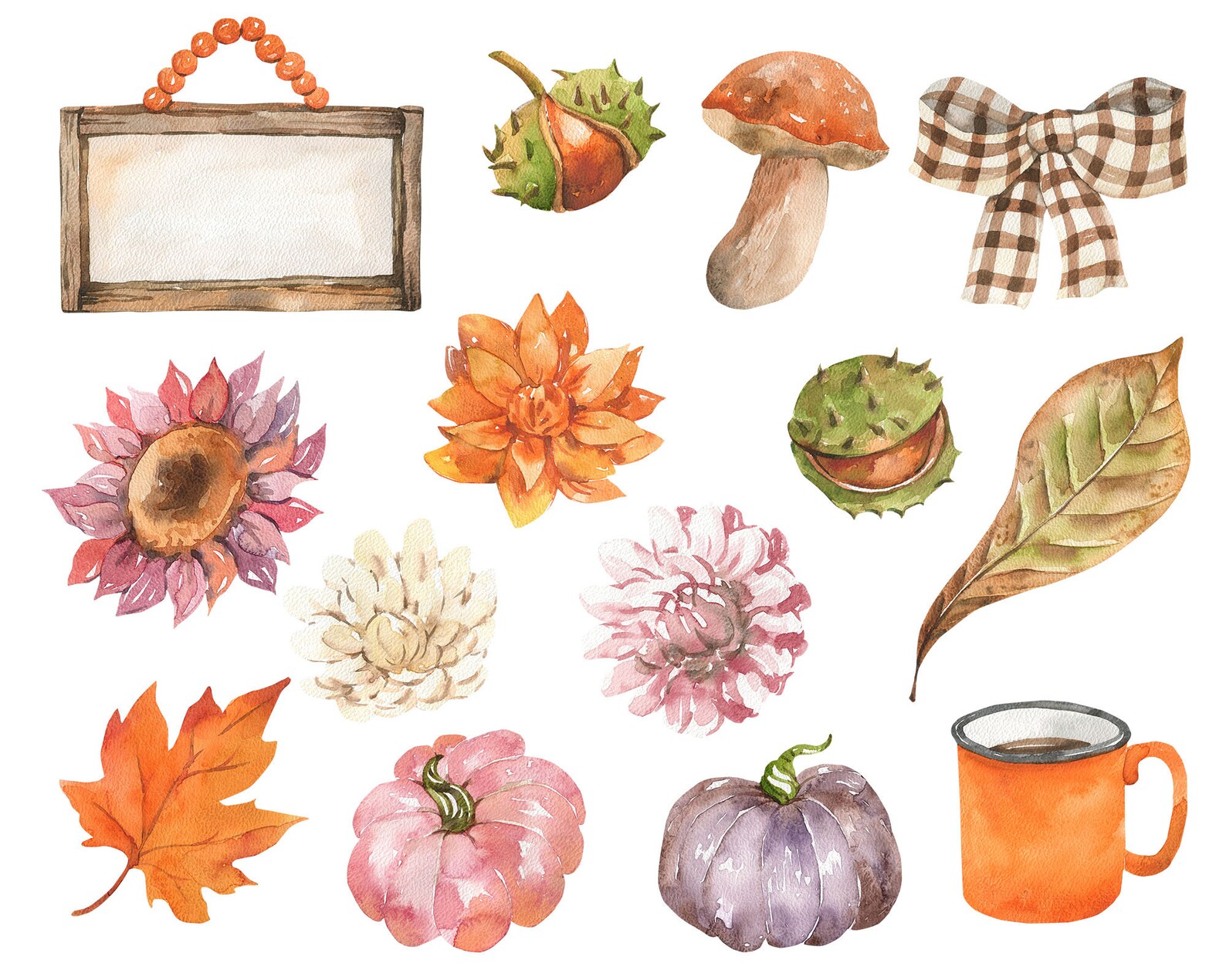 Watercolor Cozy Autumn Clipart Fall Decor Pumpkins Clip Art - Etsy