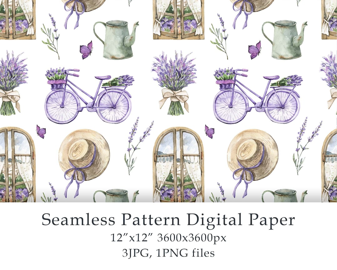 Watercolor Provence Seamless Pattern Digital Paper Lavender Fabric ...