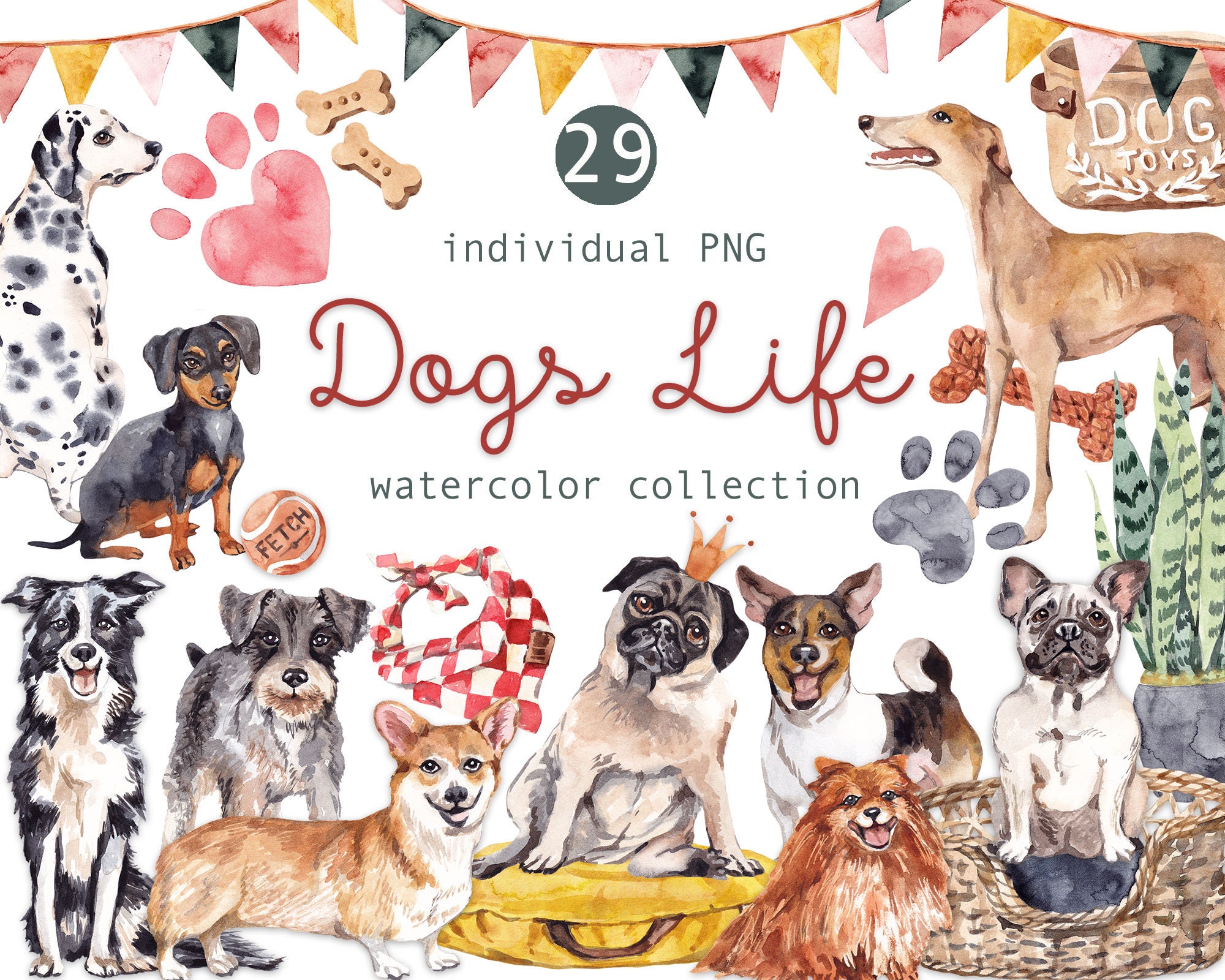 Watercolor Clipart Animal Dog Clipart Water Color Clipart Pet - Etsy