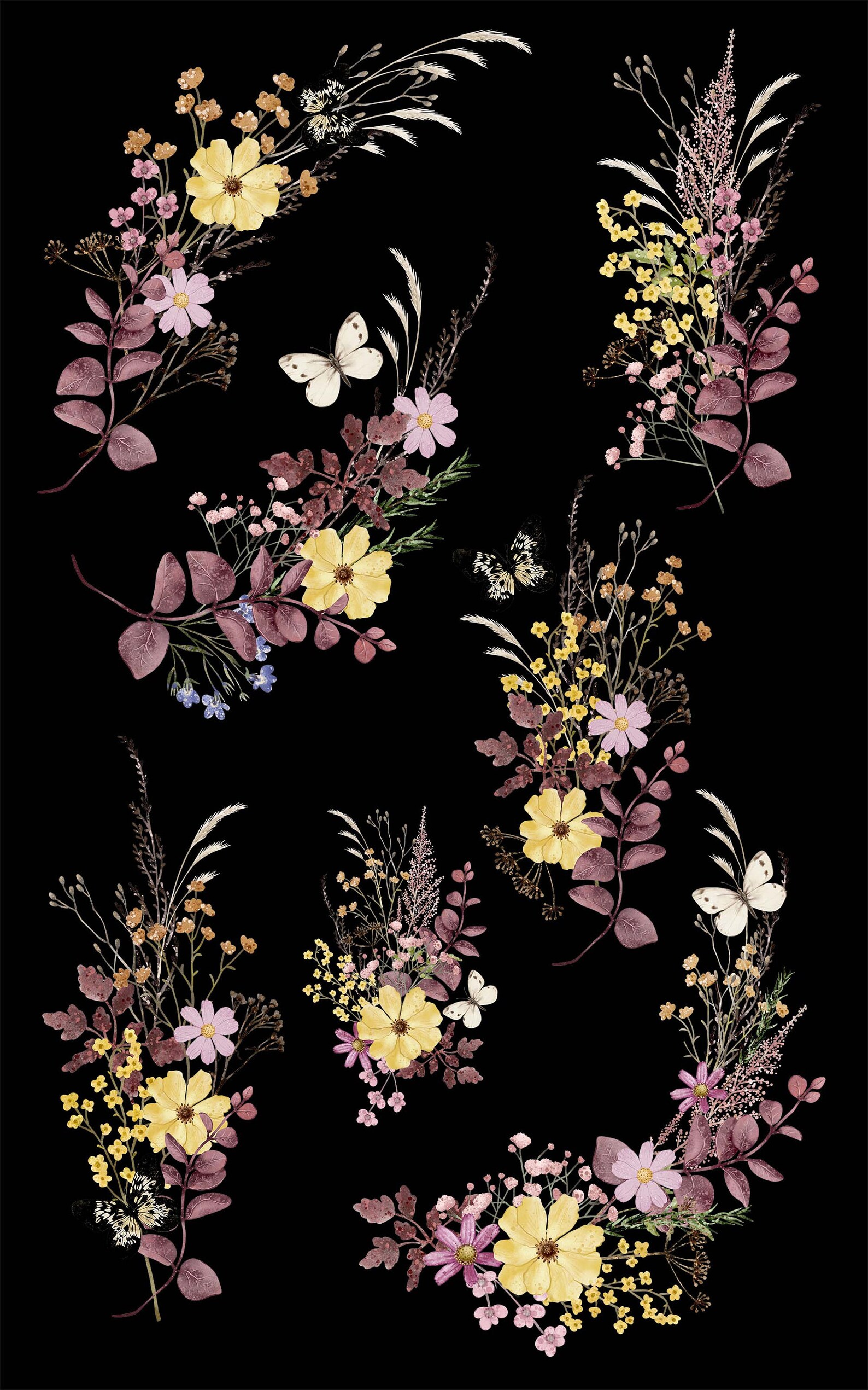 Hand Drawn Boho Bouquets Clipart Garden Wild Flowers Clip Art - Etsy