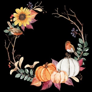 Watercolor Autumn Wreath Fall Decor Clipart Arrangement PNG Cozy Autumn ...