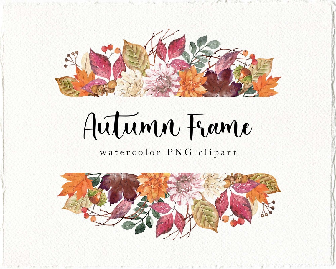 Watercolor Autumn Frame Clipart Fall Decor Clipart Cozy Autumn Fall ...