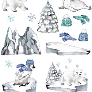 Arctic Animals Clipart Christmas Arrangements Winter Wildlife With ...