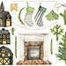 Watercolor Christmas Decor Clipart Cute Houses Winter Cozy Clipart ...