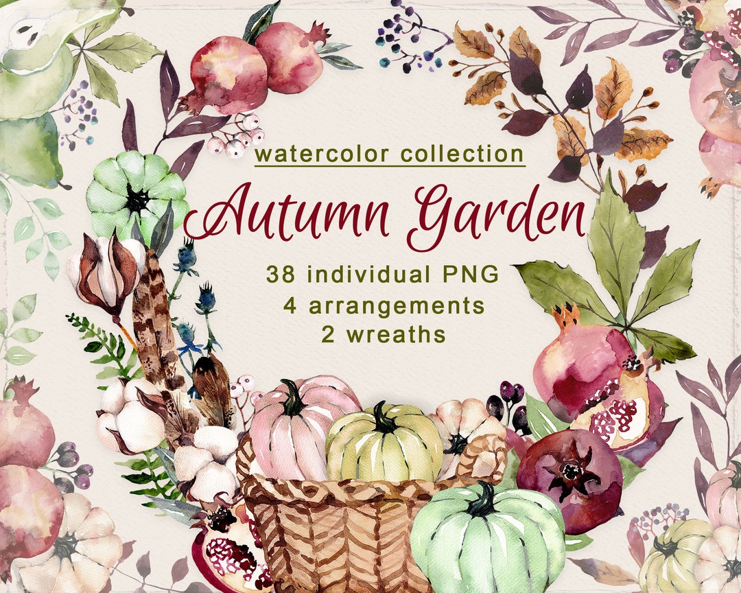 Watercolor Autumn Clipart Fall Wreath Thanksgiving Day Clip Art ...