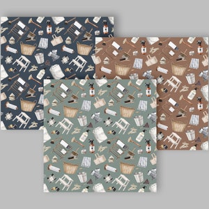 Hand Drawn Cleaning Seamless Pattern Digital Paper Fabric Textiles Home ...