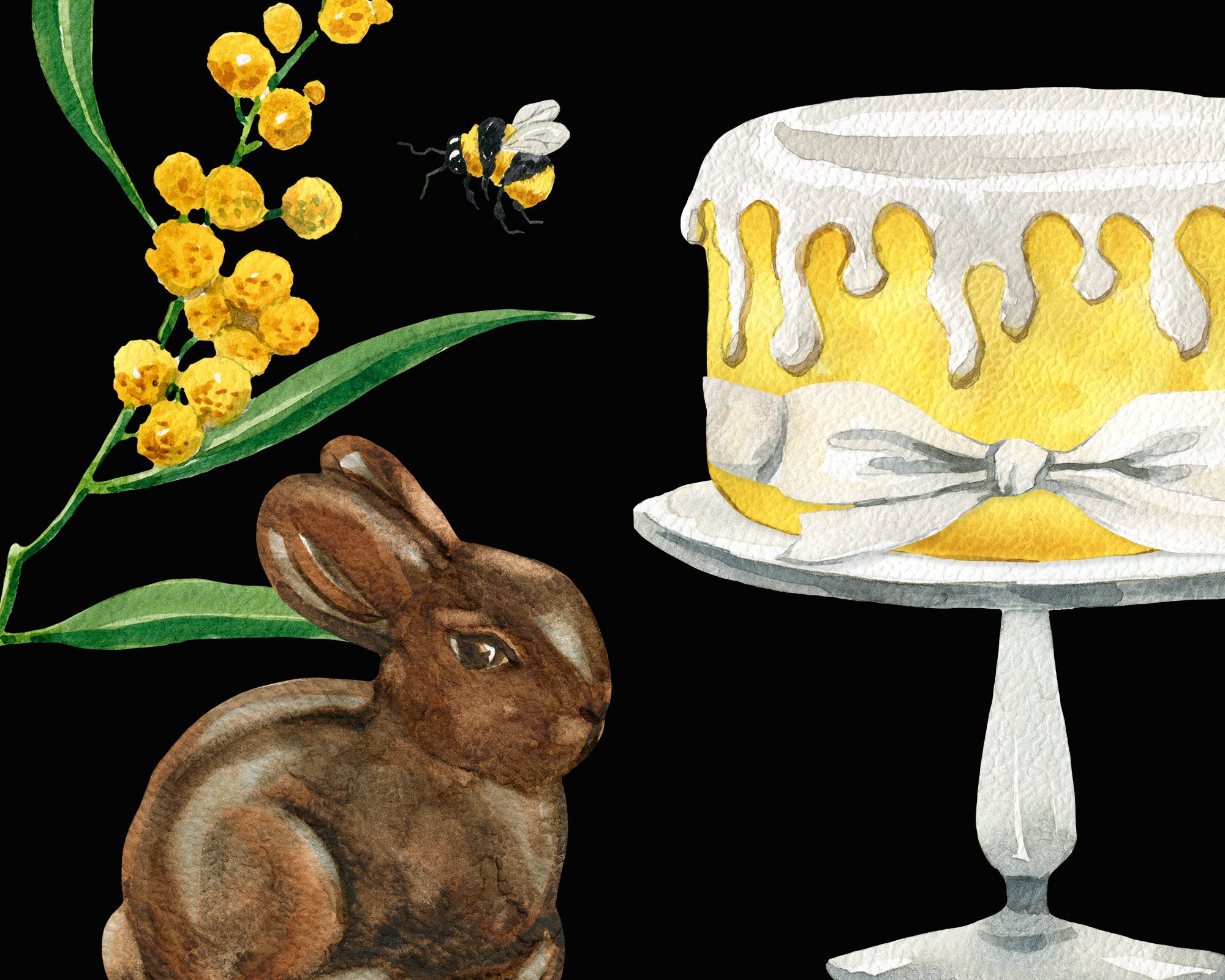 Watercolor Easter Sweets Clipart Cute Easter Clipart Sweet Rabbits ...