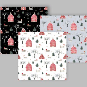 Watercolor Christmas Houses Digital Paper Seamless Pattern Digital ...