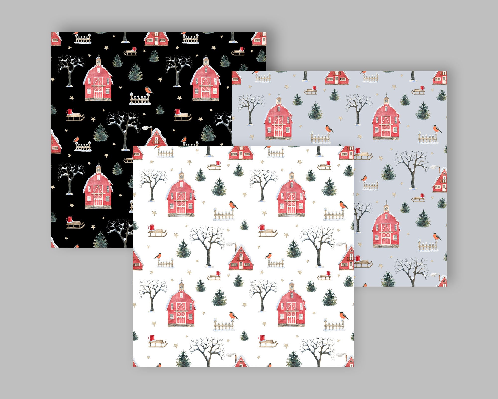 Watercolor Christmas Houses Digital Paper Seamless Pattern Digital ...