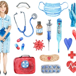 Watercolor Nurse Clipart Medical Clip Art Doctor Clip Art Hospital ...