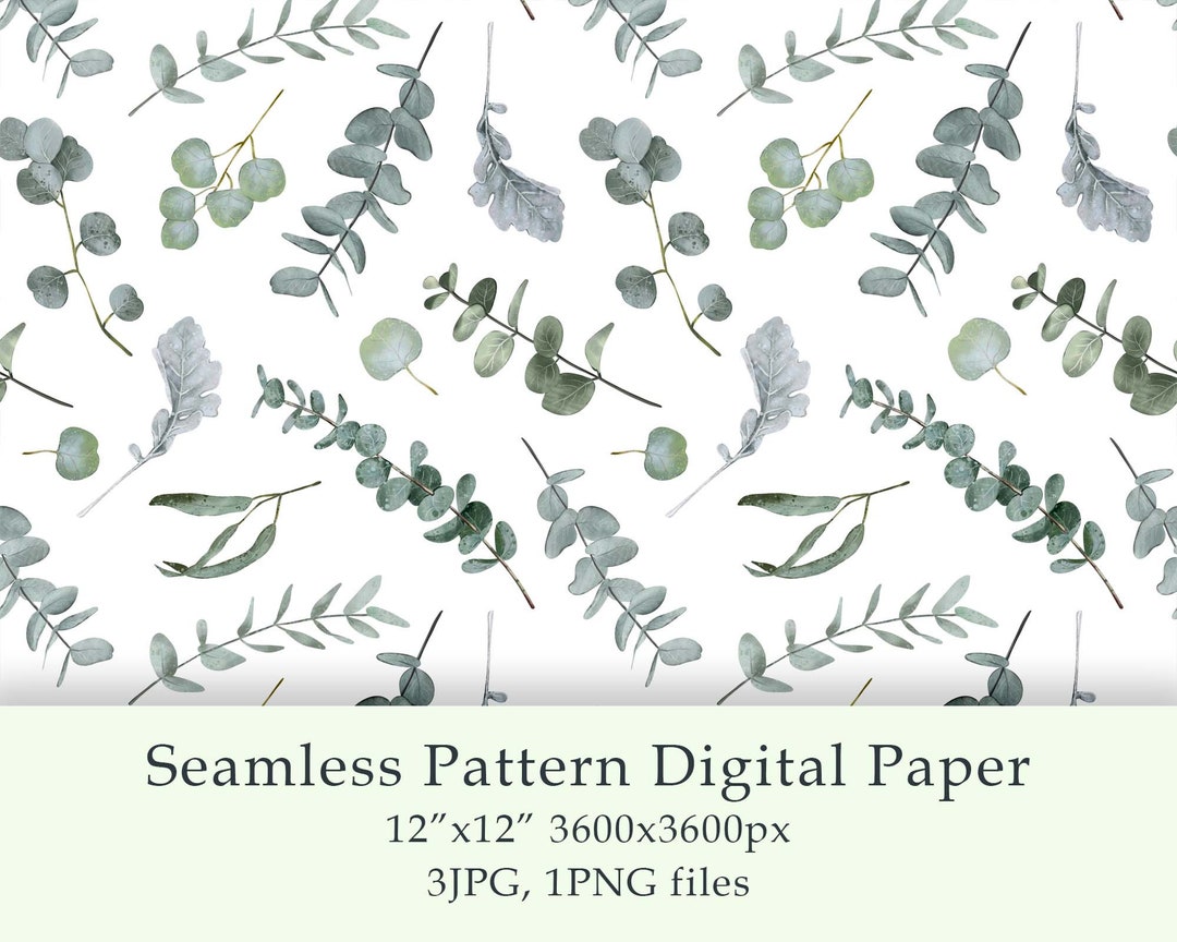 Watercolor Greenery Eucalyptus Pattern Nature Seamless Pattern Repeat ...