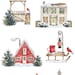 Watercolor Winter Arrangements Clipart Cozy Houses Christmas Tree ...