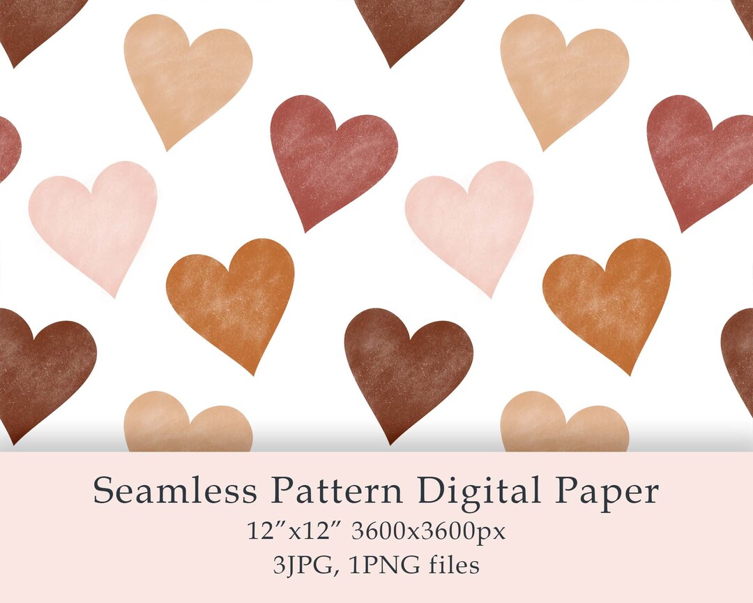 Heart Seamless Pattern Digital Paper Boho Baby Png Birthday Invitation ...
