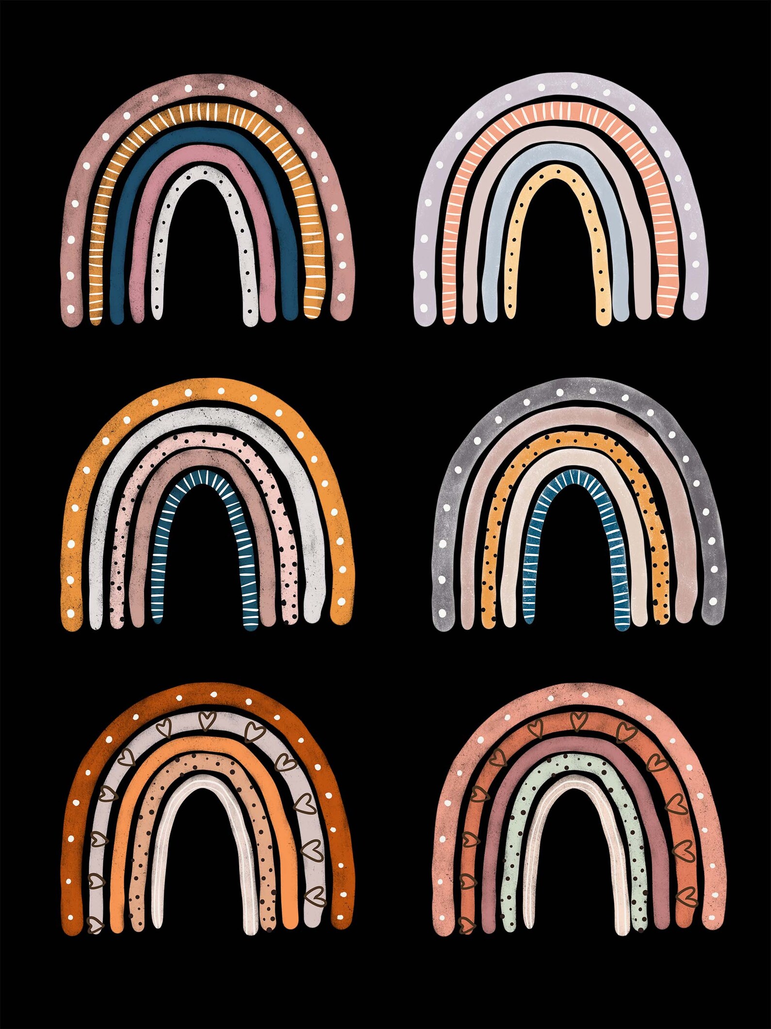 Hand Drawn Rainbow Clipart Modern Rainbow Clip Art Pink Beige Brown ...