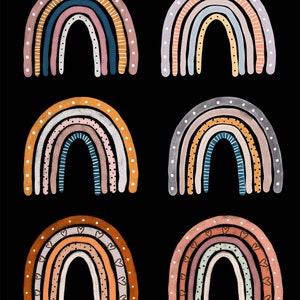 Hand Drawn Rainbow Clipart Modern Rainbow Clip Art Pink Beige Brown ...