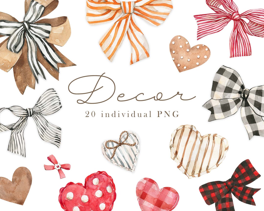 Watercolor Hearts & Bows Decor Cute Love Vintage Valentines Day Beige ...