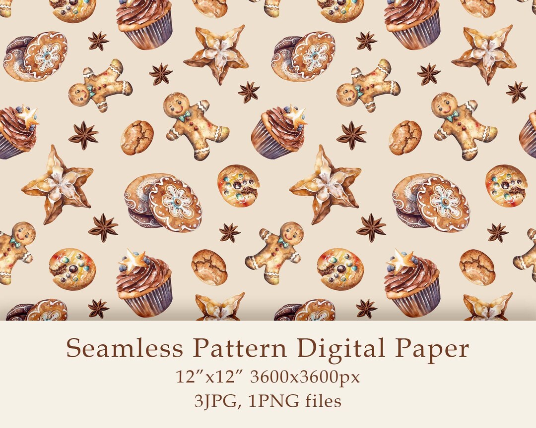 Watercolor Christmas Cookies Digital Paper Winter Decor Seamless ...