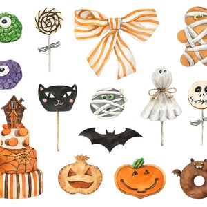 Watercolor Sweet Halloween Clipart Halloween Party Clipart Pops Candy ...
