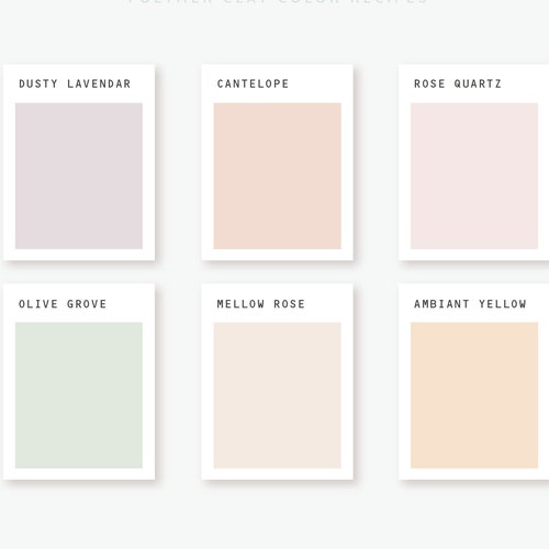 Polymer Clay Color Recipe Soft Pastels Polymer Clay Color | Etsy