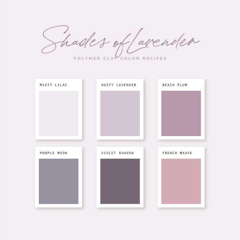 Polymer Clay Color Recipe - Shades of Lavender - Polymer Clay Color ...
