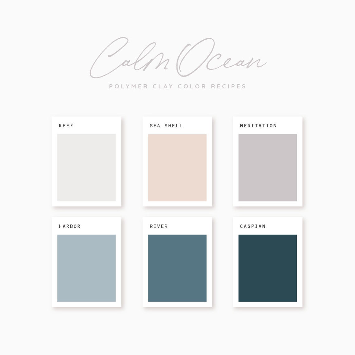 Polymer Clay Color Recipe - Calm Ocean - Polymer Clay Color Guide ...