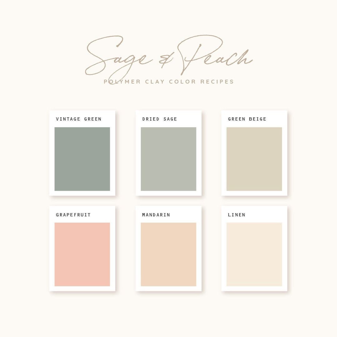 Polymer Clay Color Recipe - Sage & Peach - Polymer Clay Color Guide ...
