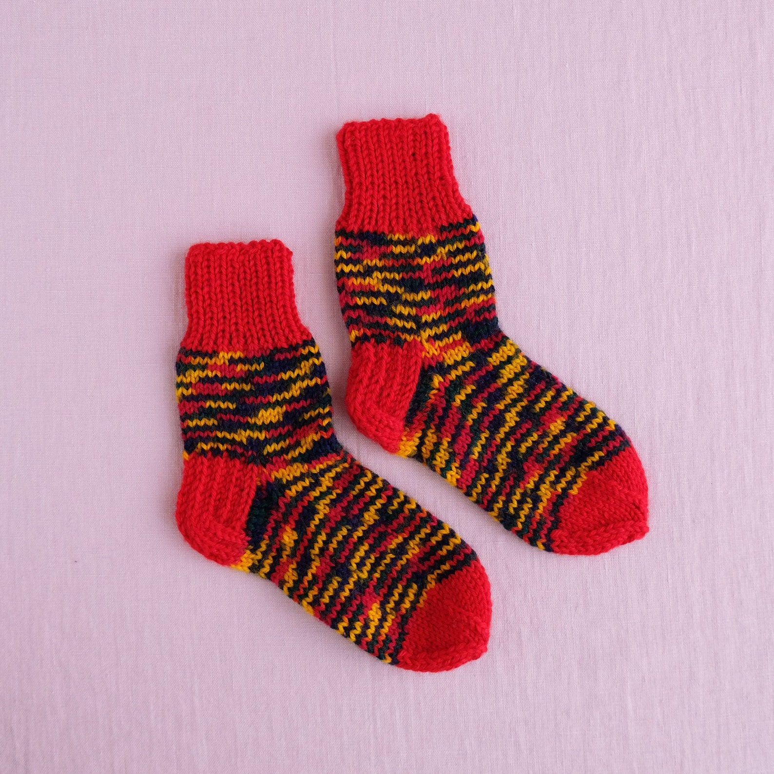 Red Wool Socks for Children Aged 5-6, Striped Christmas Socks for Kids ...
