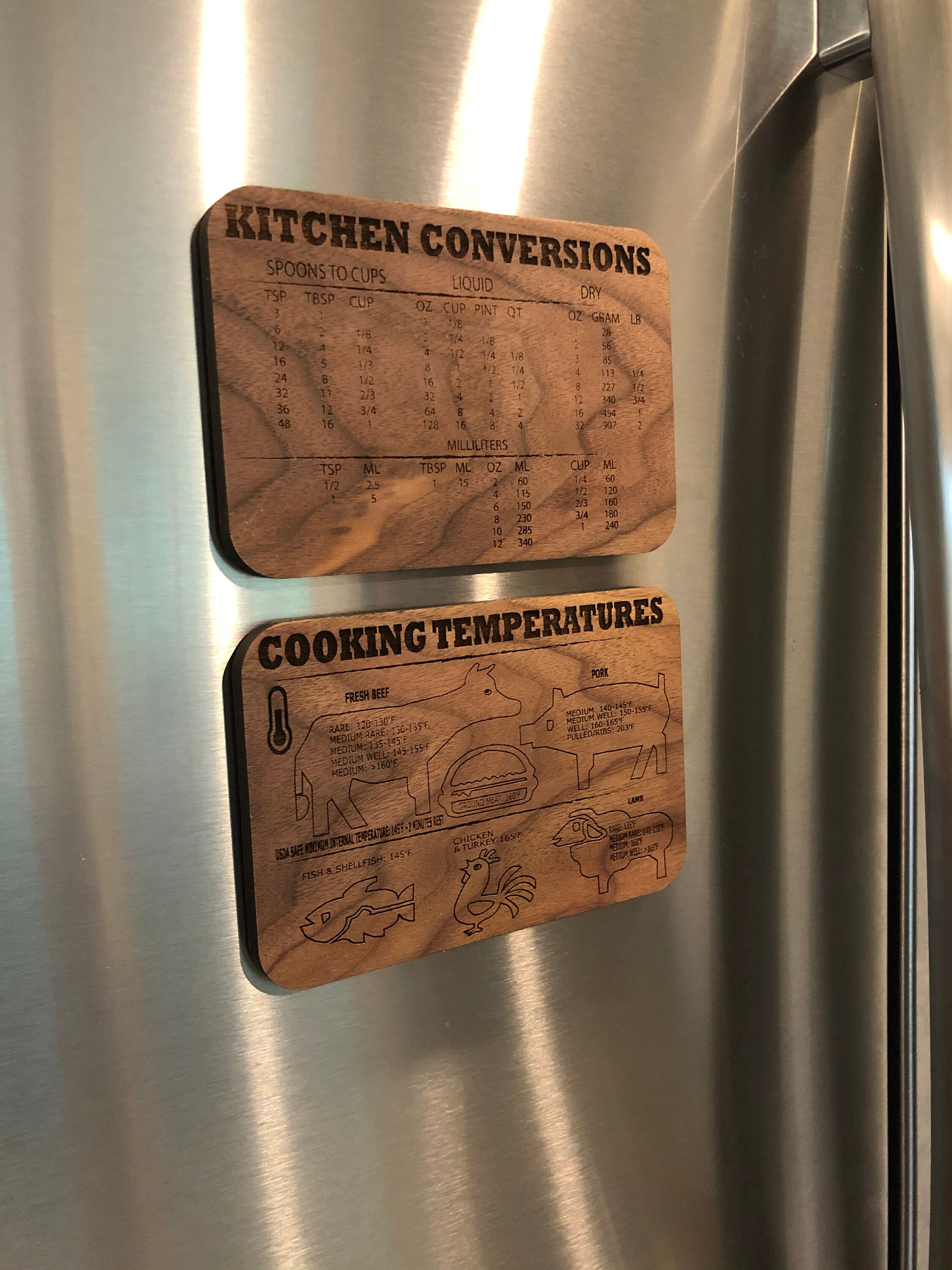 Walnut Refrigerator Kitchen Conversions Chart Wood - Etsy