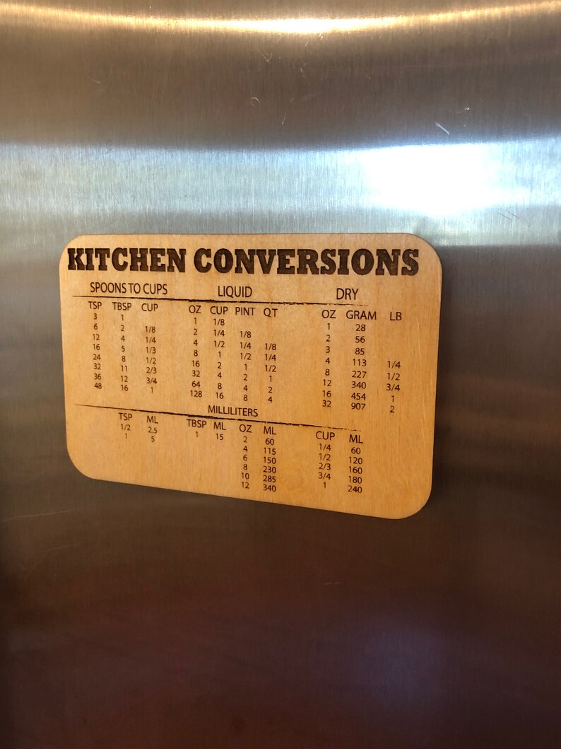 Refrigerator Kitchen Conversions Chart Wood Measurements | Etsy