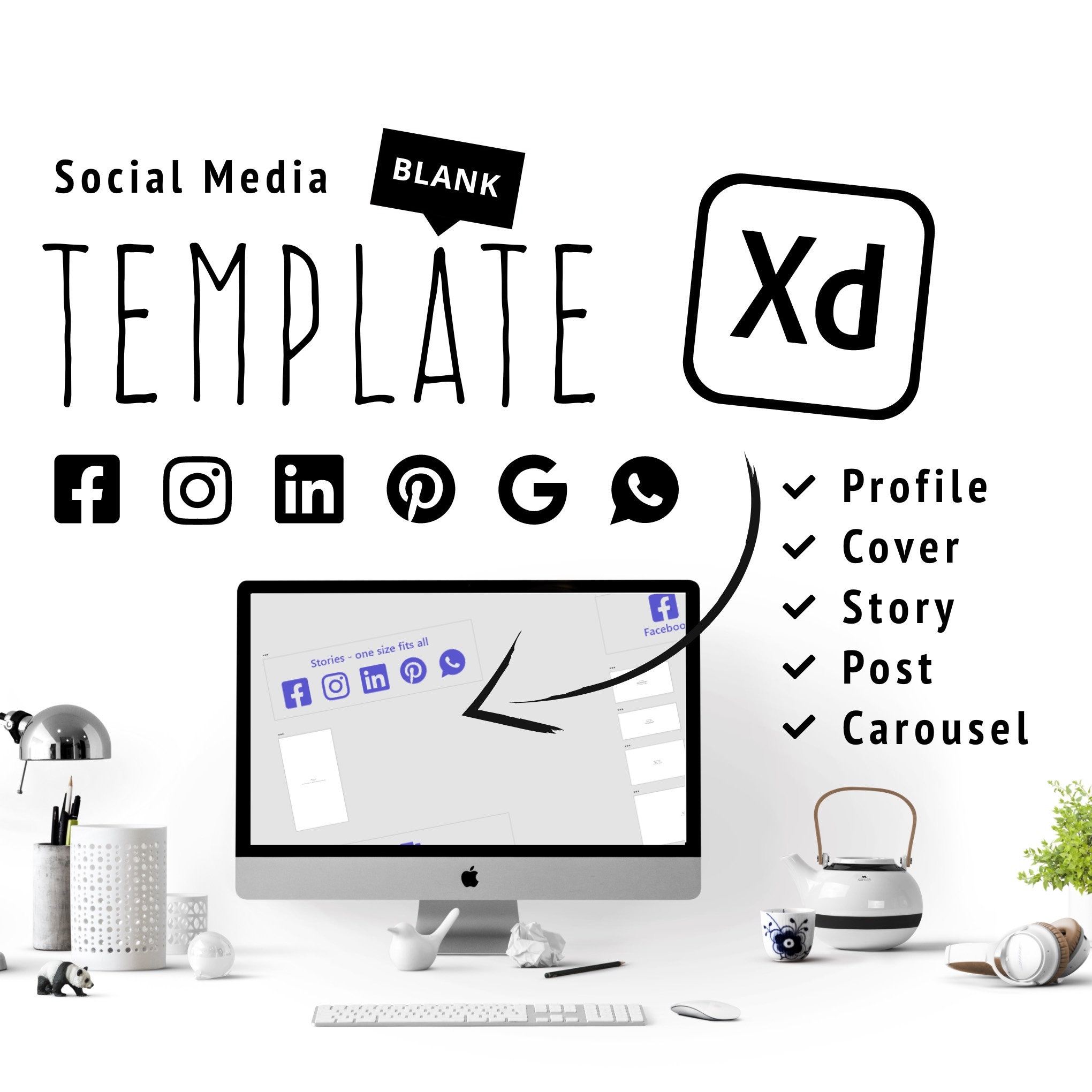 Blank Social Media Template XD - Etsy UK