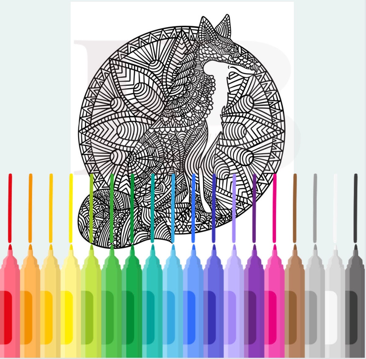 50 Digital MANDALA Coloring Pages! Animandalas Coloring Pages- DIGITAL ...