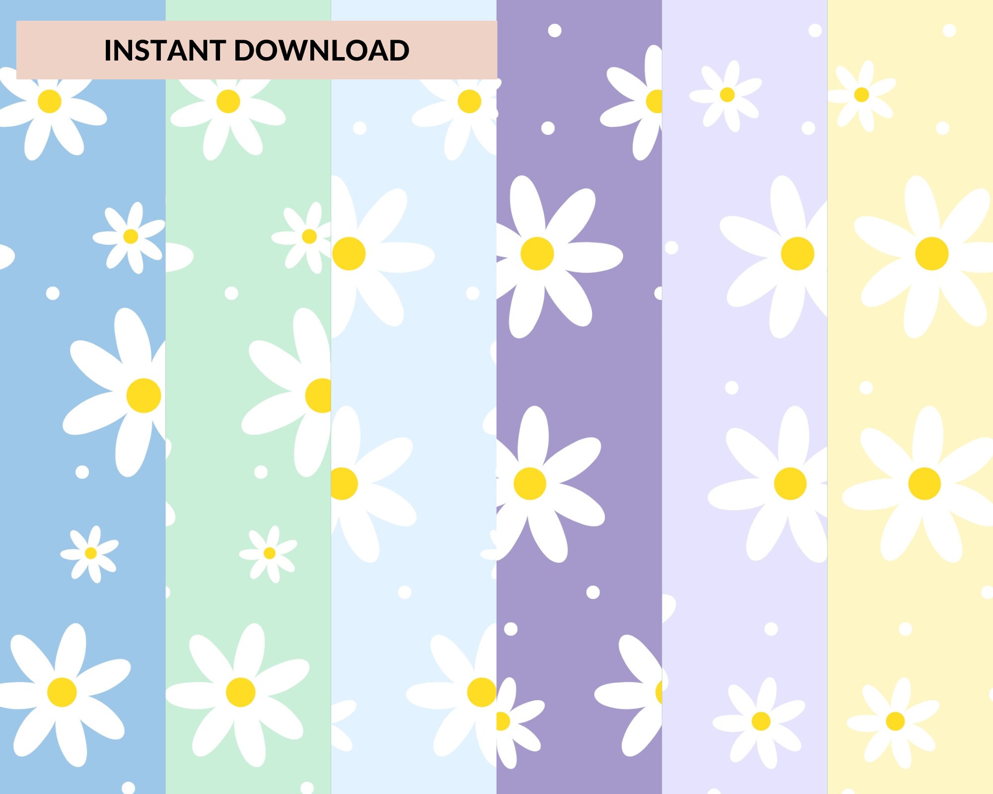 Daisy Digital Paper – 10 Unique Floral Patterns (instant Download) - Etsy