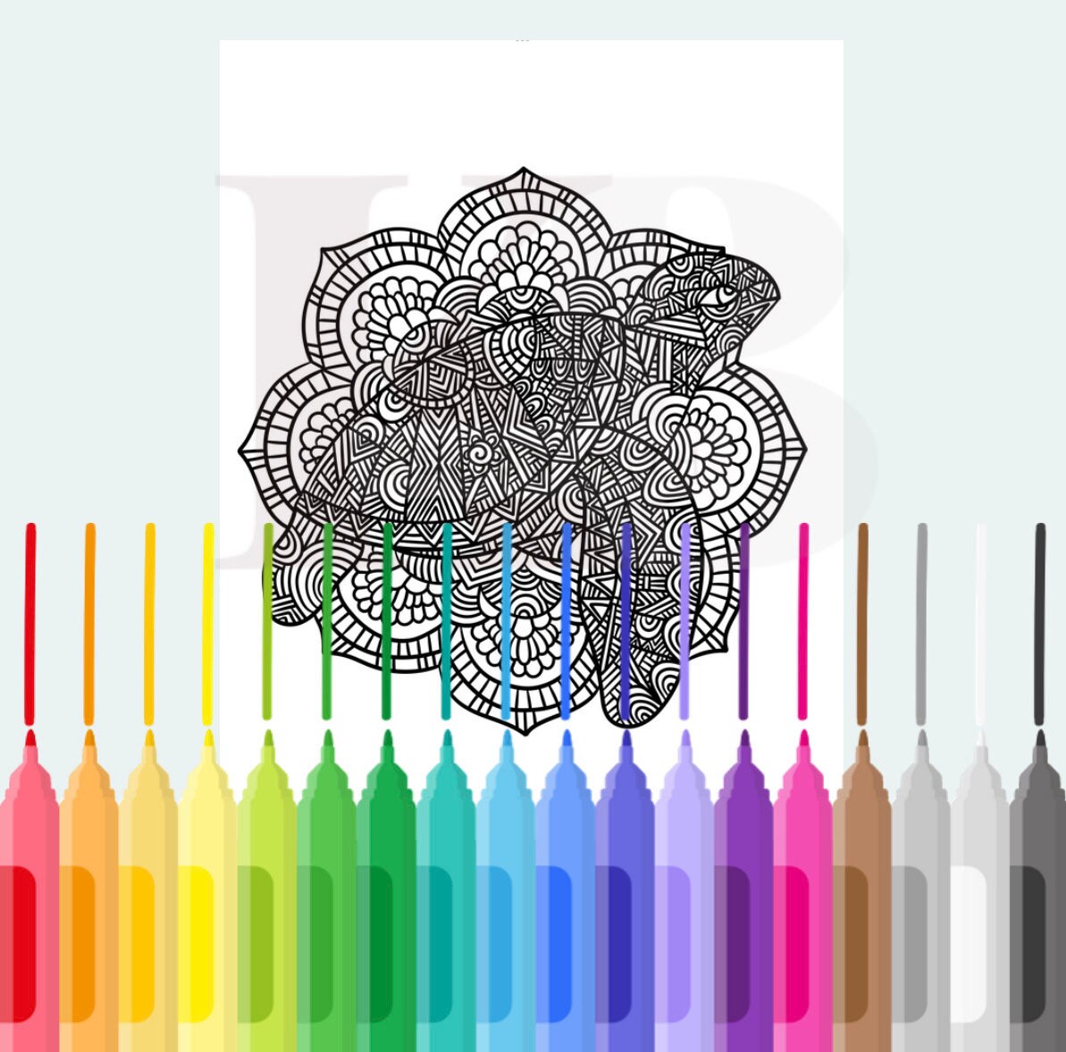 50 Digital MANDALA Coloring Pages! Animandalas Coloring Pages- DIGITAL ...