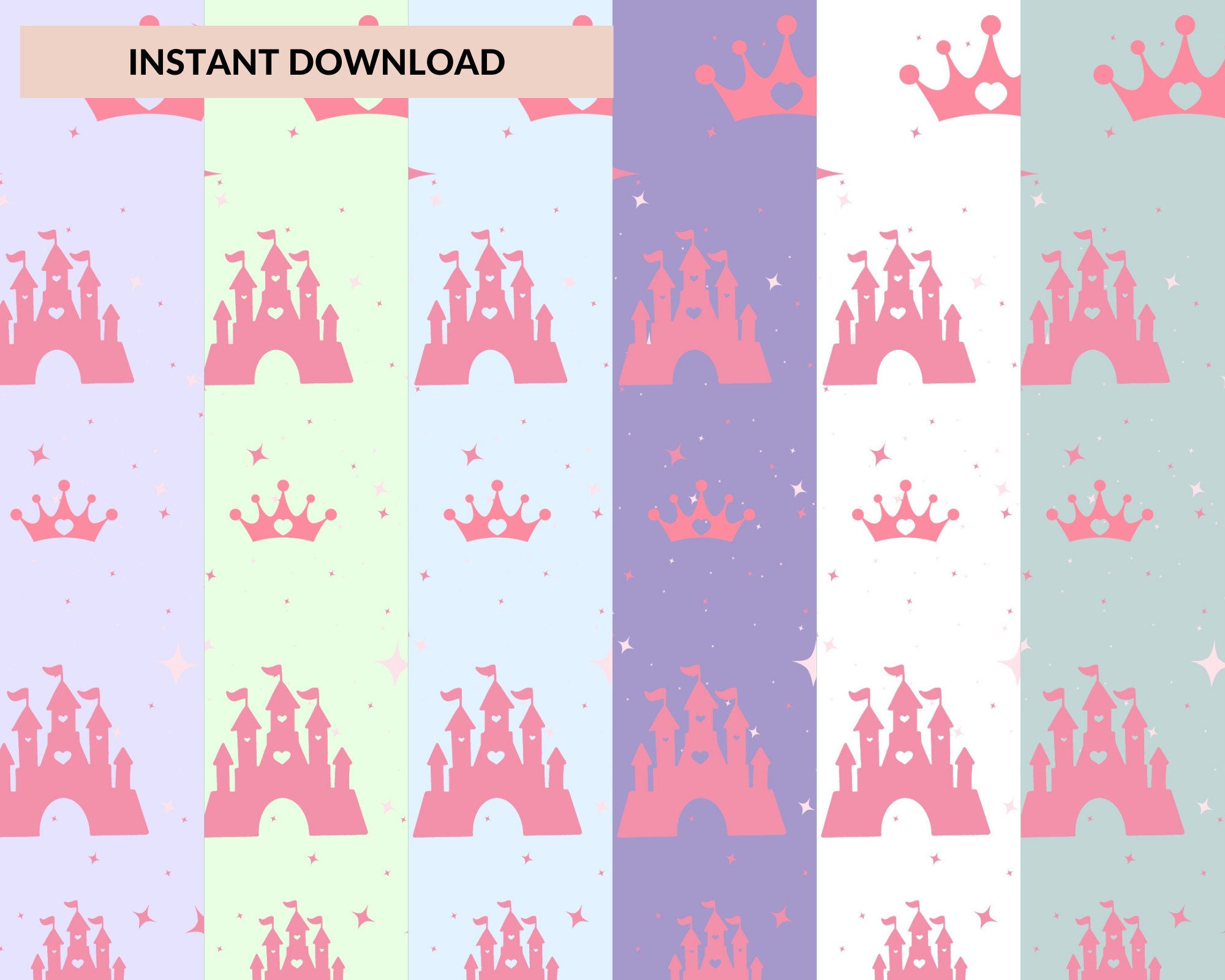 Princess Digital Paper – Instant Download, Scrapbook Paper, Many ...