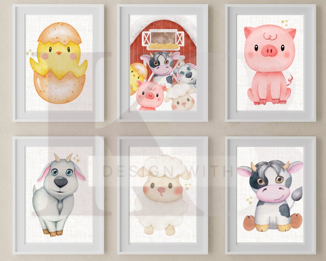 Set of 6 Young Farm Animal Prints, DIGITAL DOWNLOAD, Farmhouse Decor ...