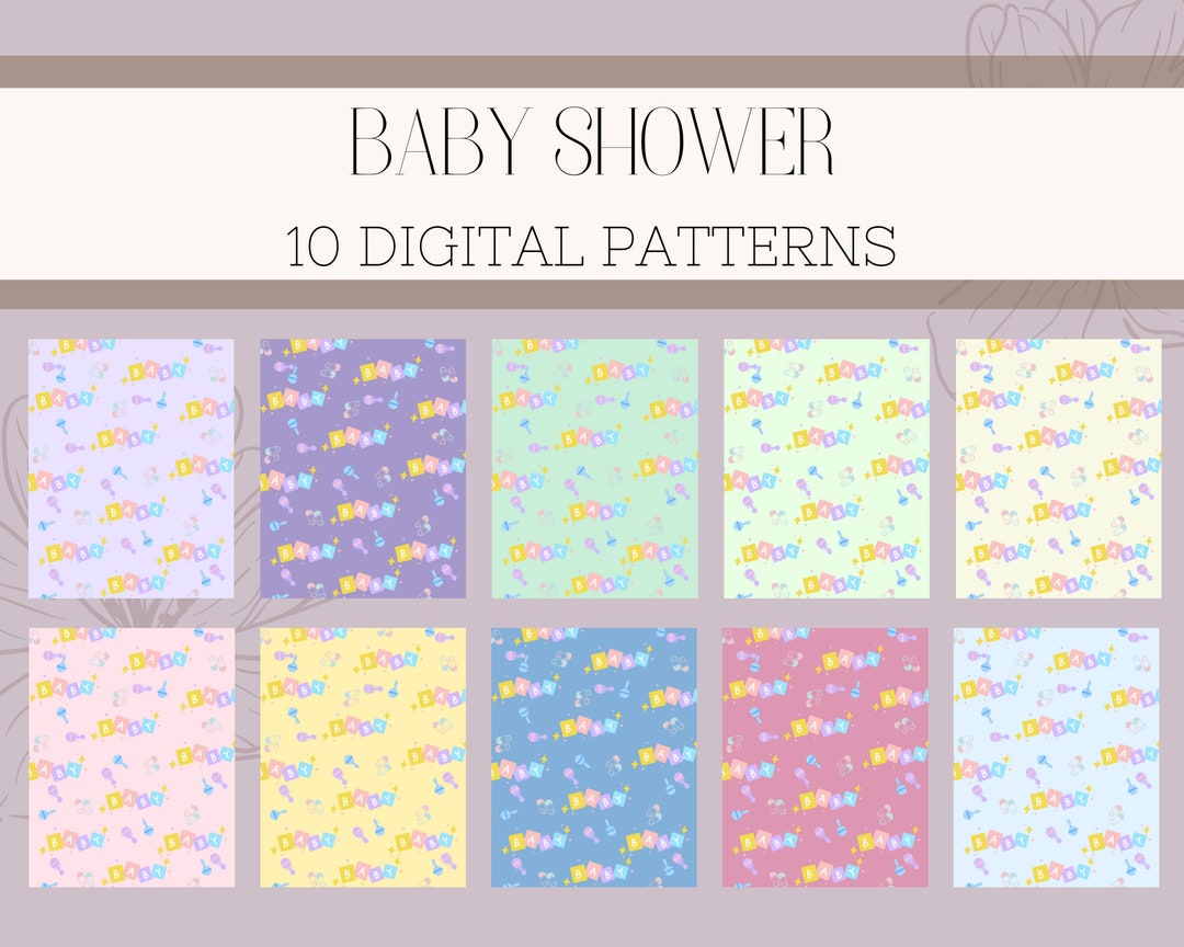 Baby Shower Digital Paper – Instant Download, Scrapbook Paper, Many ...