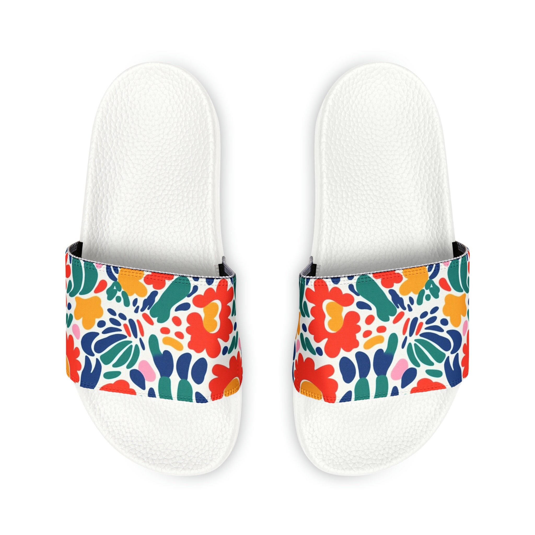 Women's Slide Sandals, Summer Vibe White Slides, Cute Chic Poolside ...