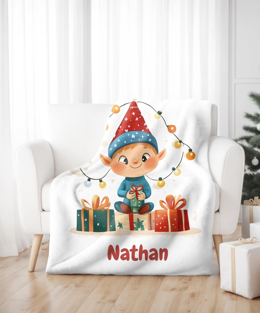 Personalized Christmas Elf Blanket Custom Name Gift for Kids Holiday ...