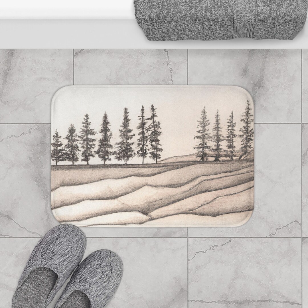 Forest Trees Bath Mat Forest Trees on a Hill Natural Scenic Country ...
