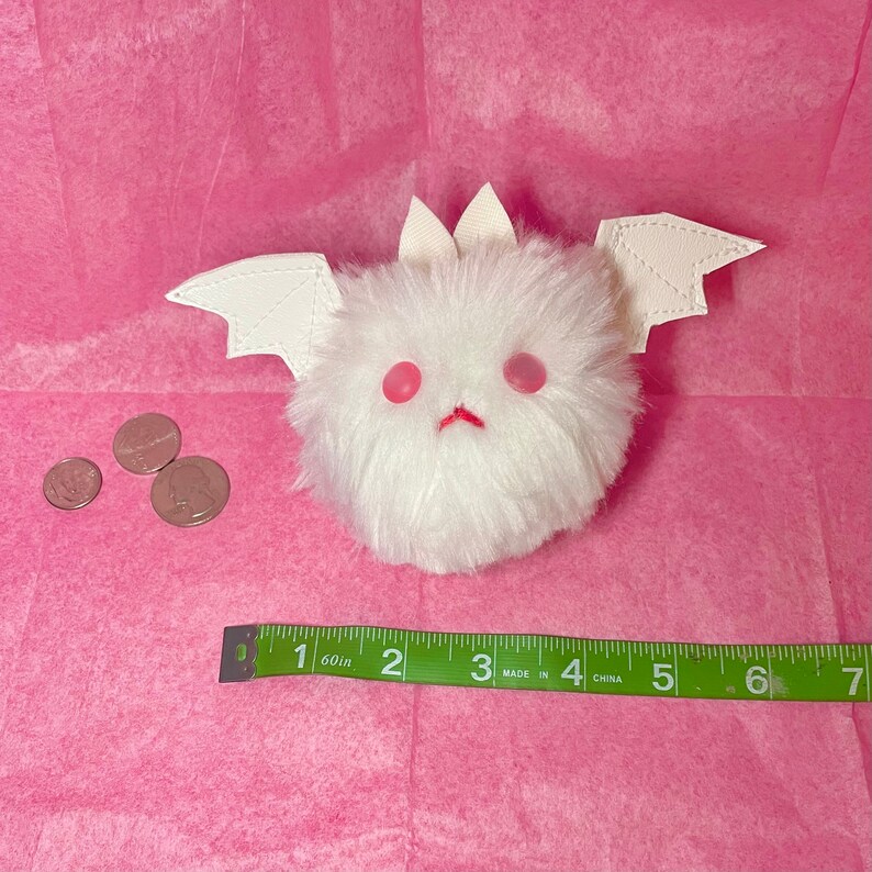 White Bat Familiar Plushie Bat Plush Kawaii Bat Pom Pom | Etsy