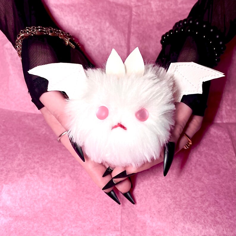 White Bat Familiar Plushie Bat Plush Kawaii Bat Pom Pom | Etsy