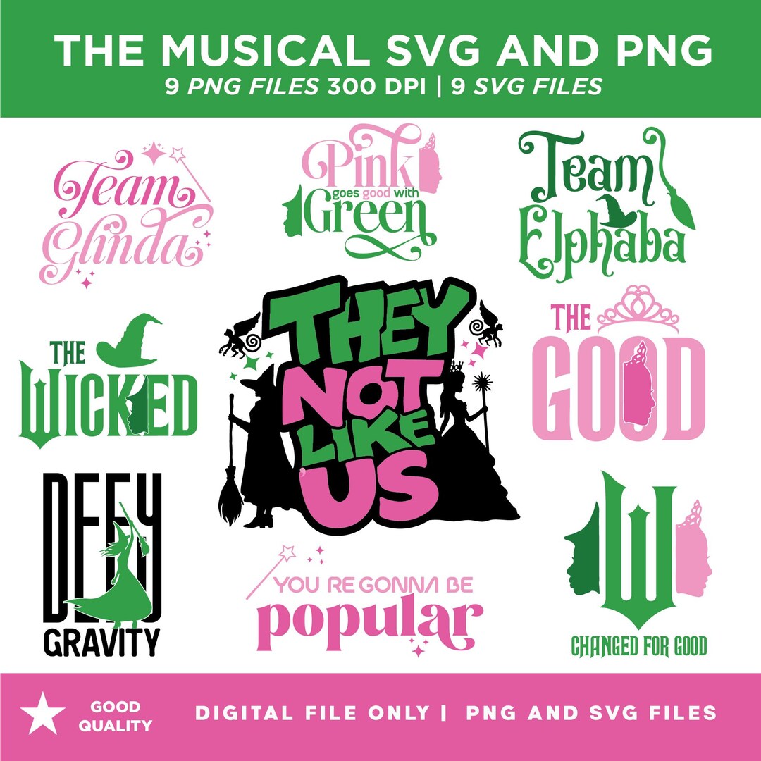 O Musical SVG e PNG, para Wicked Movie, The Wick witch West, Team ...