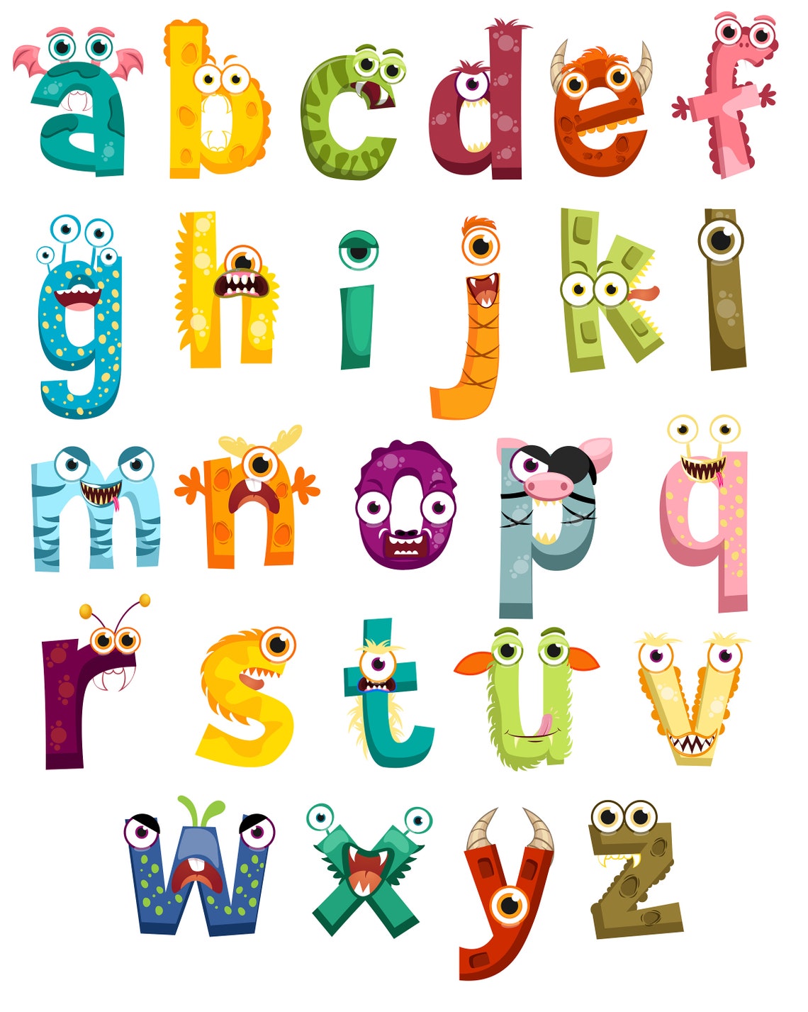 Monster Alphabet - Lower Case Download - Etsy