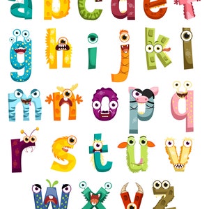 Monster Alphabet - Lower Case Download - Etsy