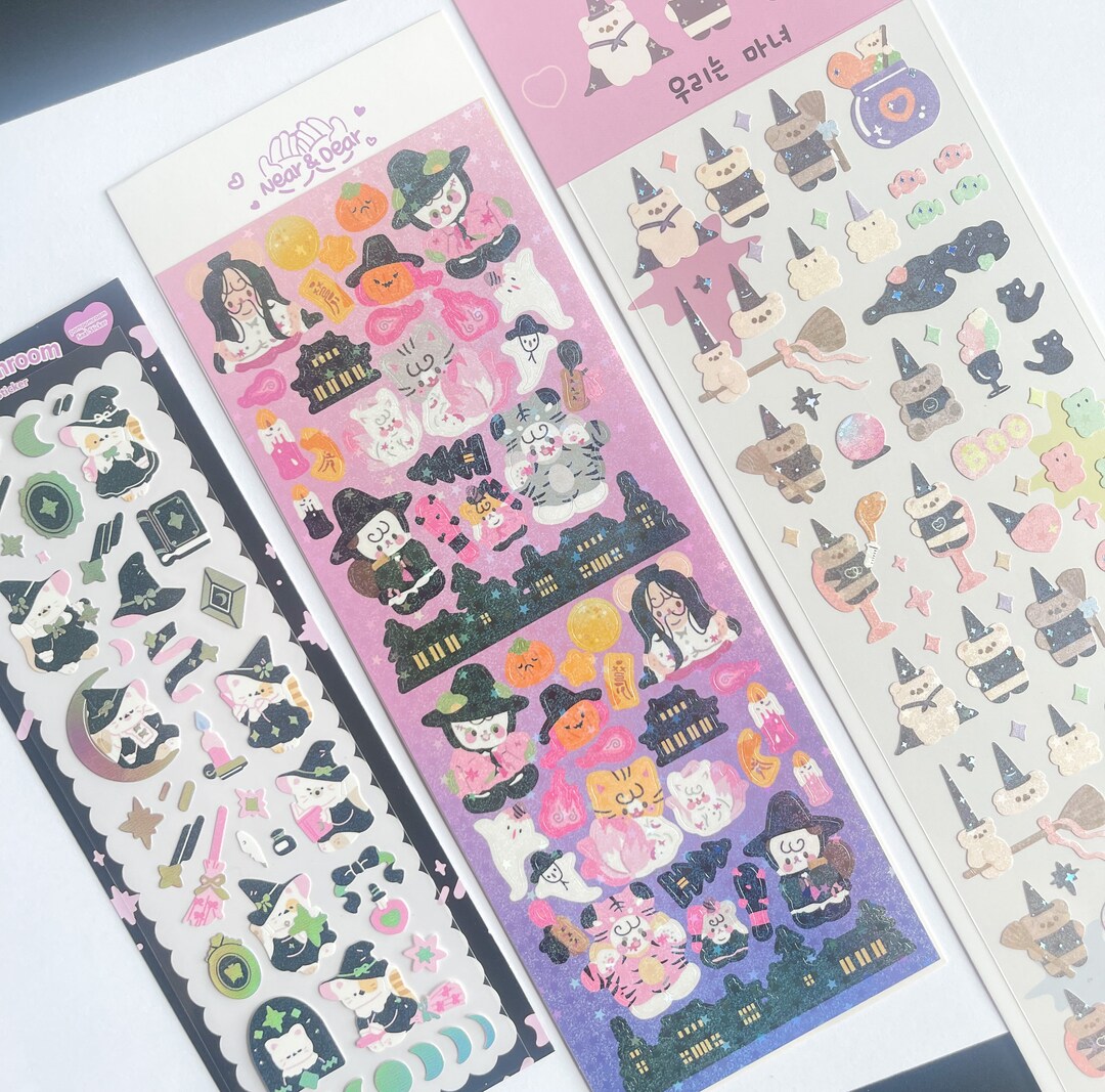 Spooky Cats Sticker Sheet, Halloween Sticker Sheets, Cute Halloween ...