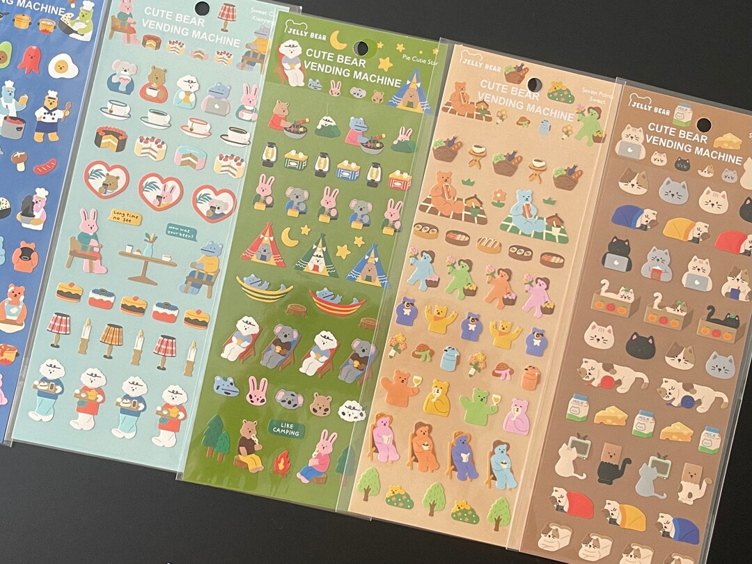 Bear Life Kawaii Stickers, Cute Sticker Sheet, Daily Life Stickers ...